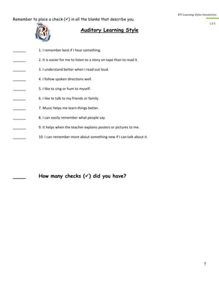 Learning styles inventory revised | PDF