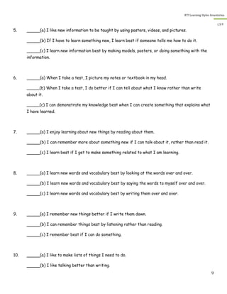 Learning styles inventory revised | PDF