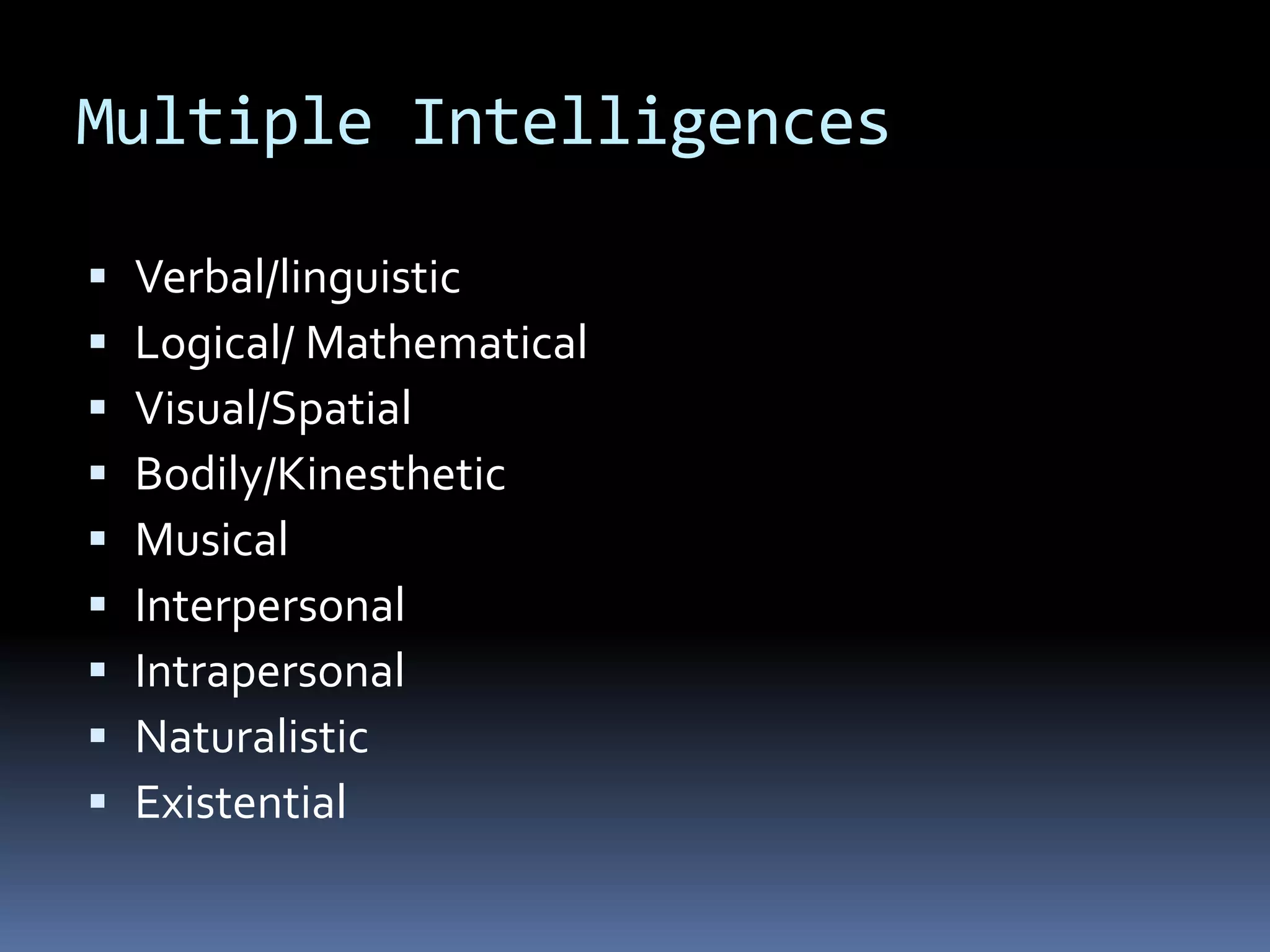 Learning Styles of Multiple Intelligence | PPT