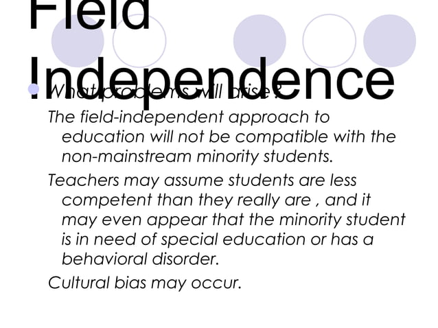 Learning styles: Field Independence and Field Dependence | PPT