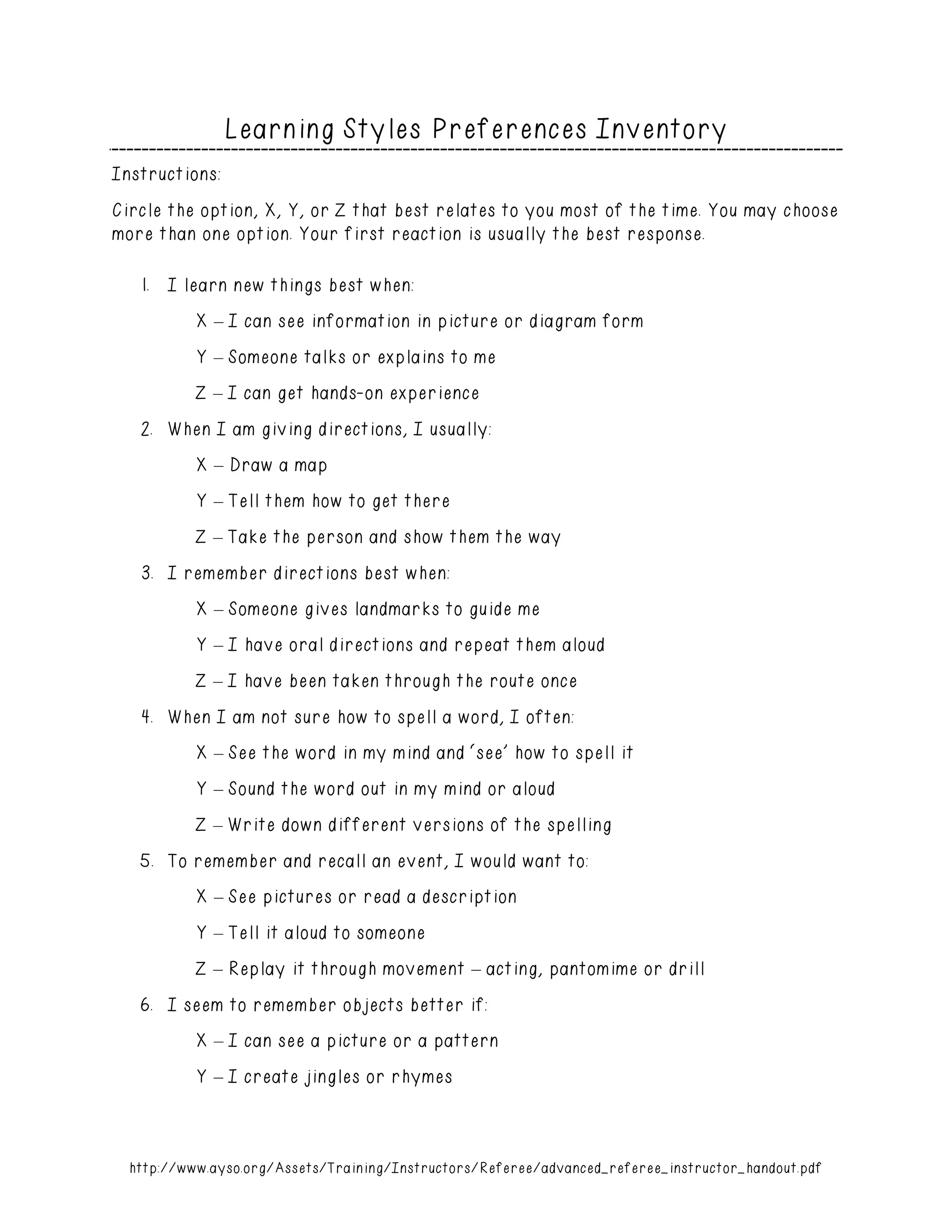 Learning styles preference inventory | PDF