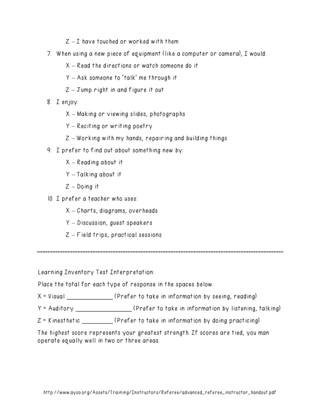 Learning styles preference inventory | PDF