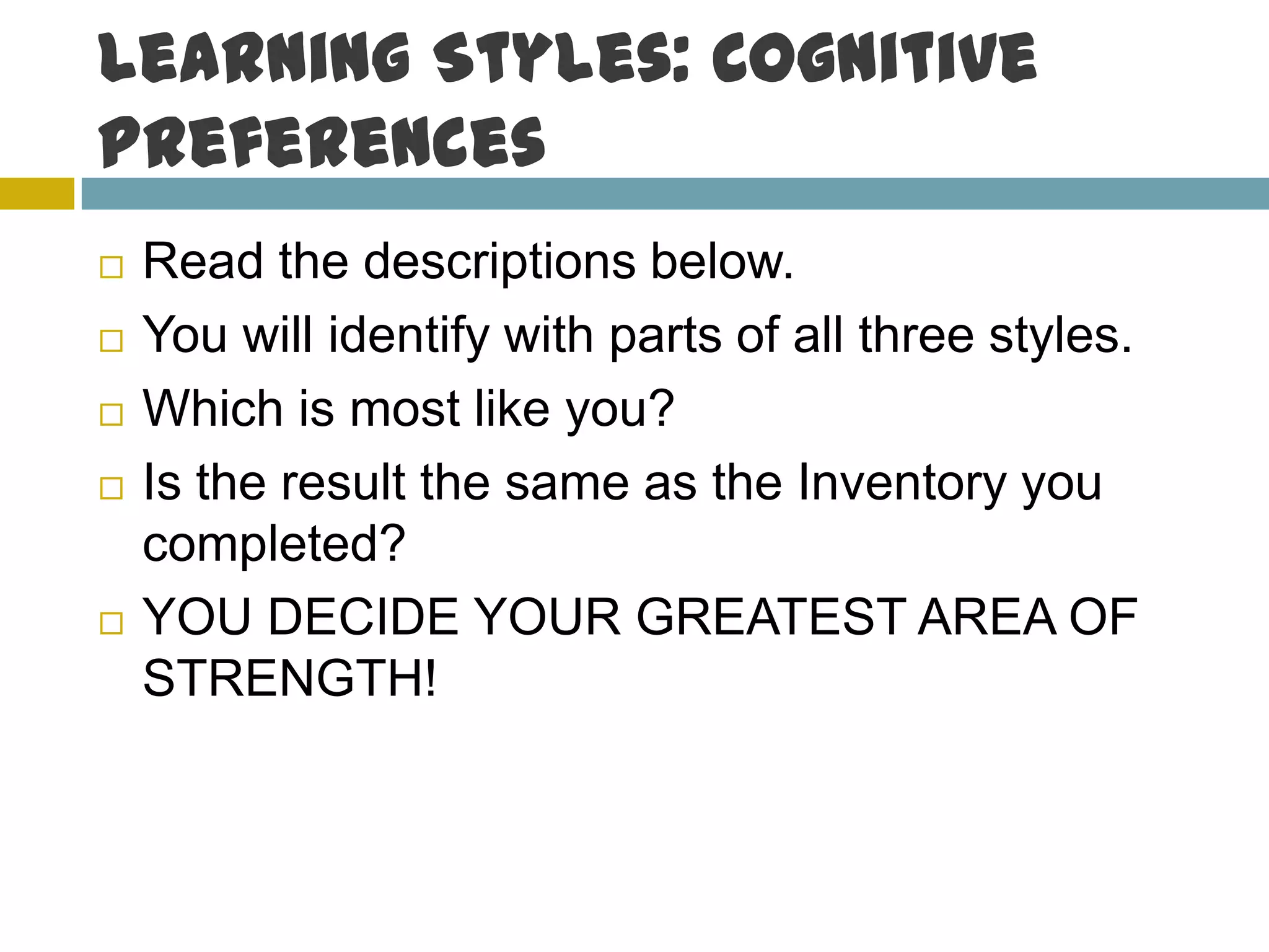 Learning styles presentation | PPTX