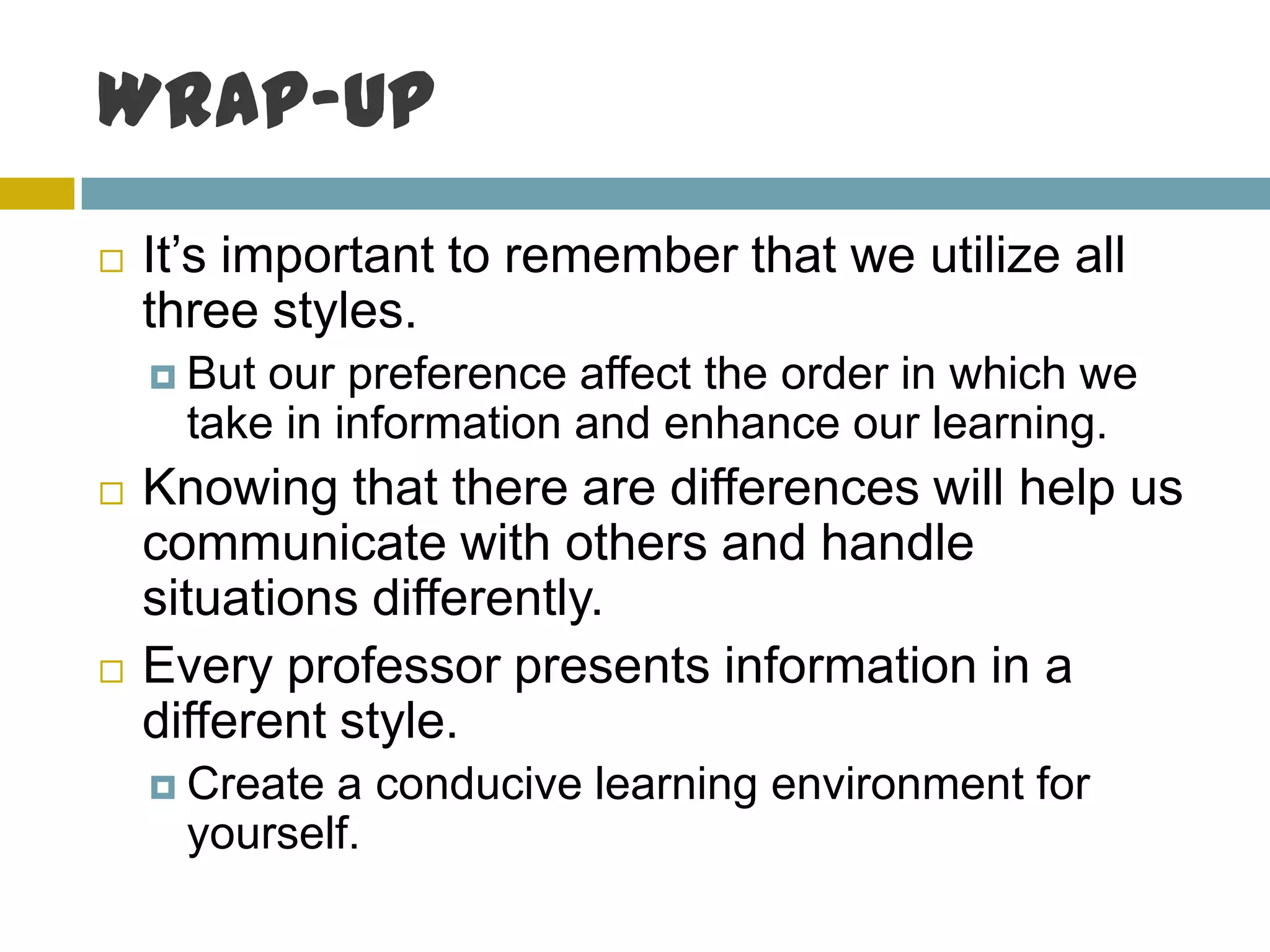 Learning styles presentation | PPTX