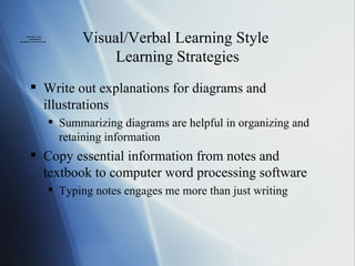 Learning stylespresentationdaviston | PPT