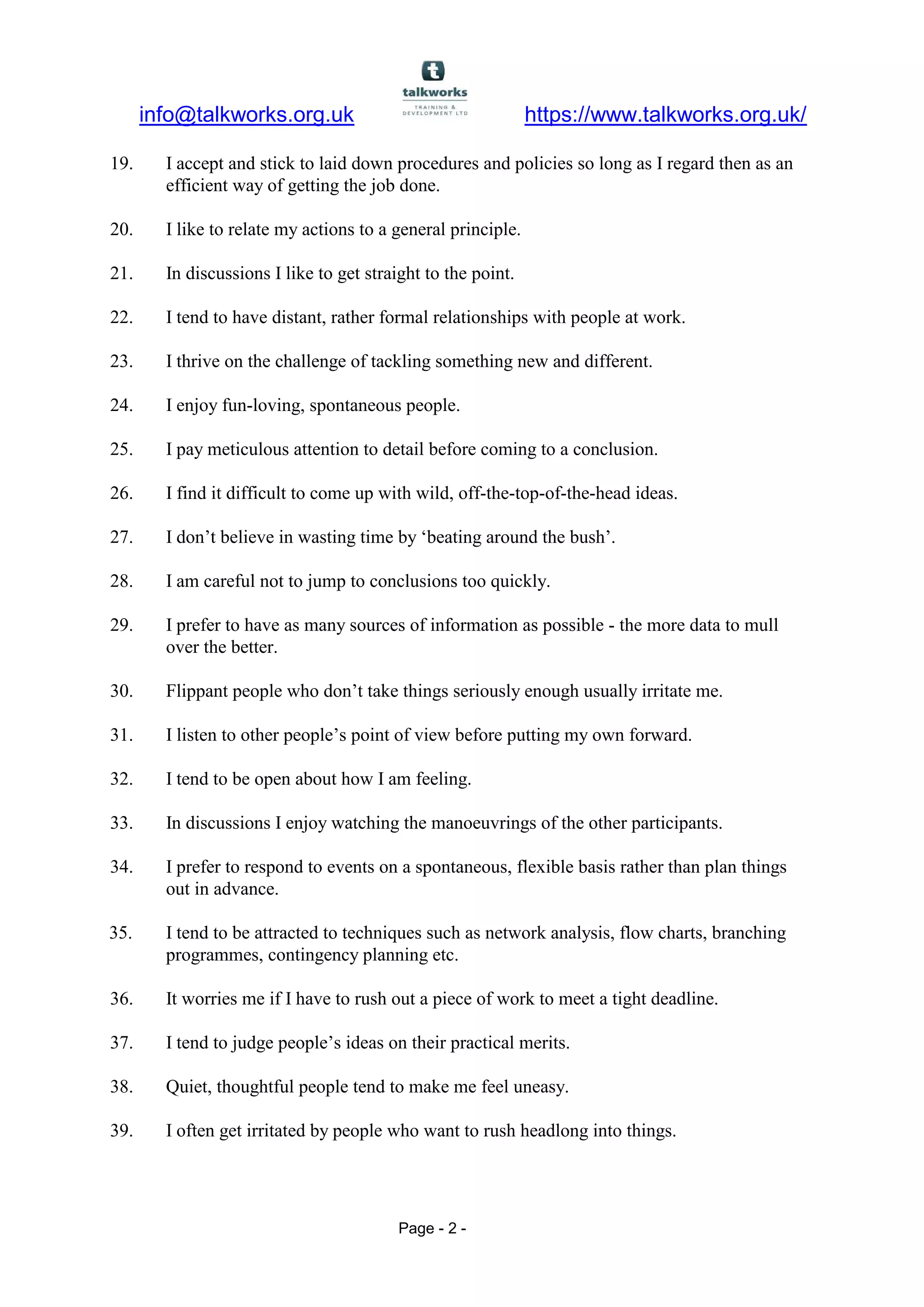 FREE - Learning Styles Questionnaire with analysis | PDF