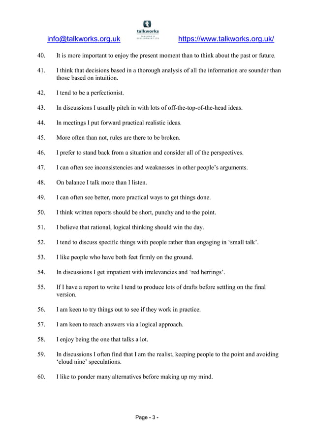 FREE - Learning Styles Questionnaire with analysis | PDF