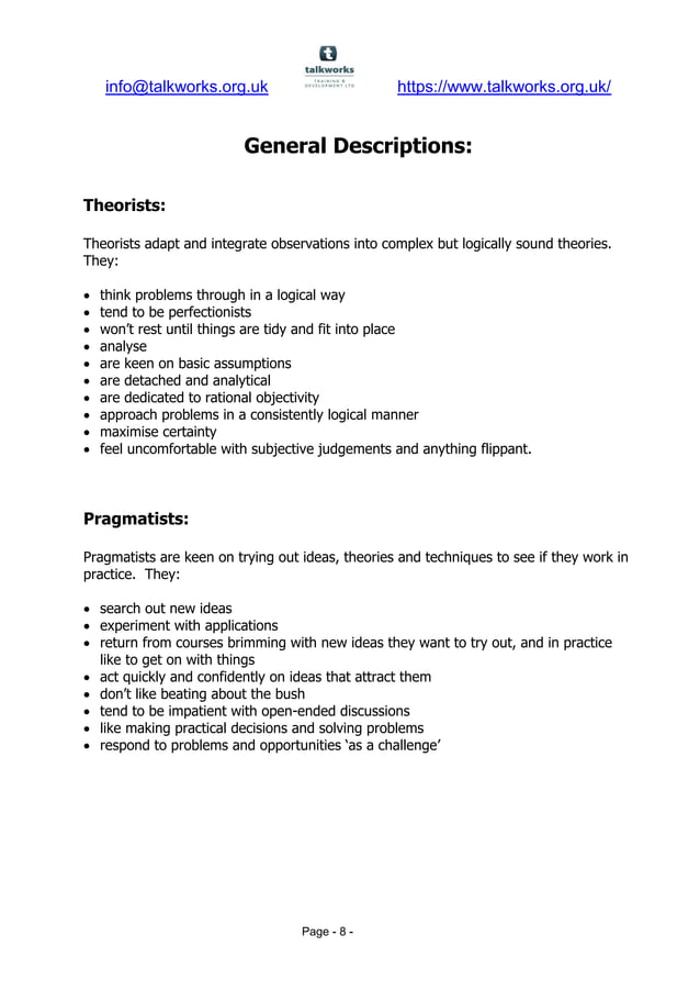FREE - Learning Styles Questionnaire with analysis | PDF