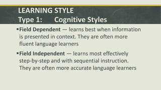 Learning style & strategies | PPTX