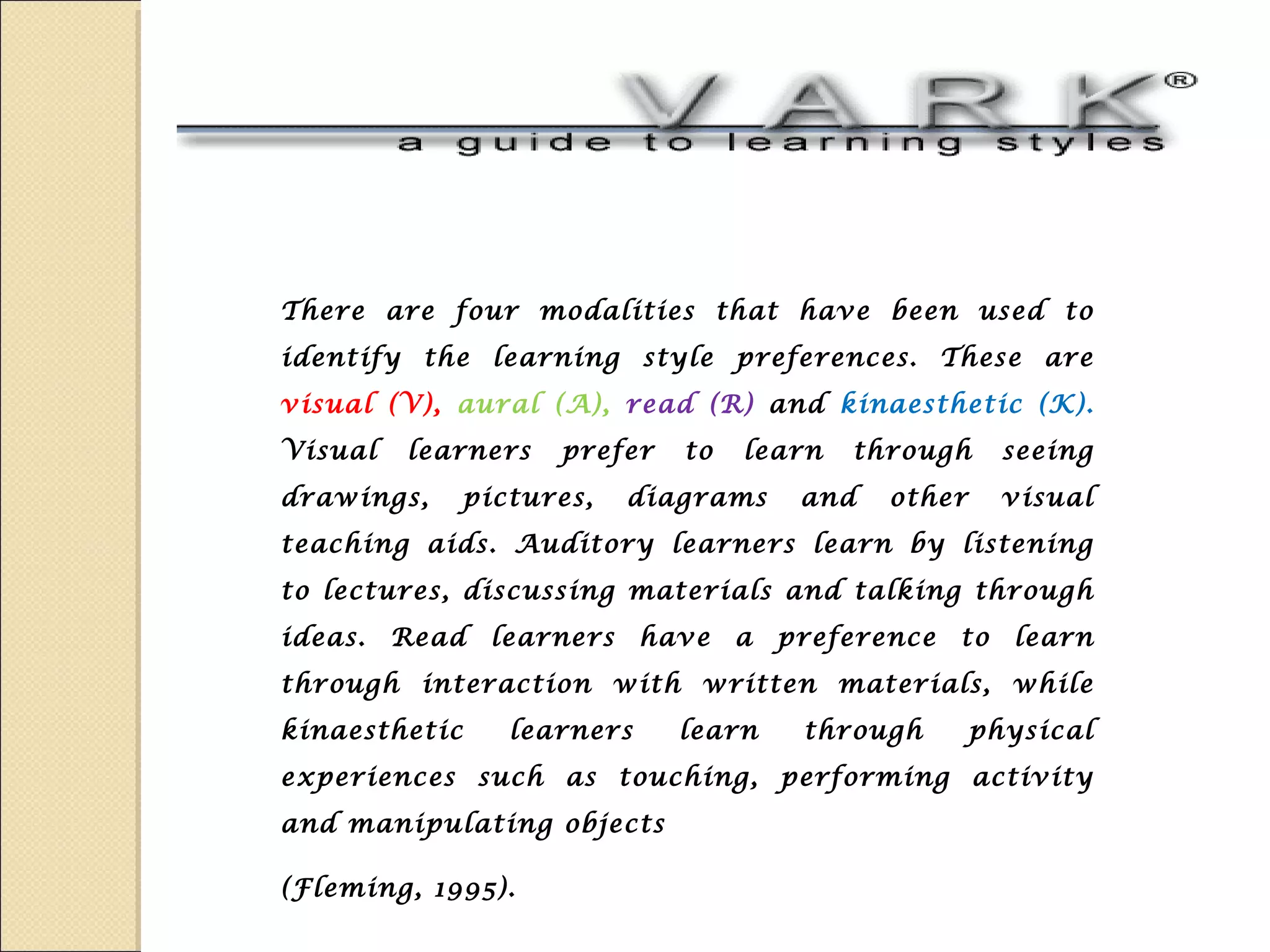 Learning style vark | PPT