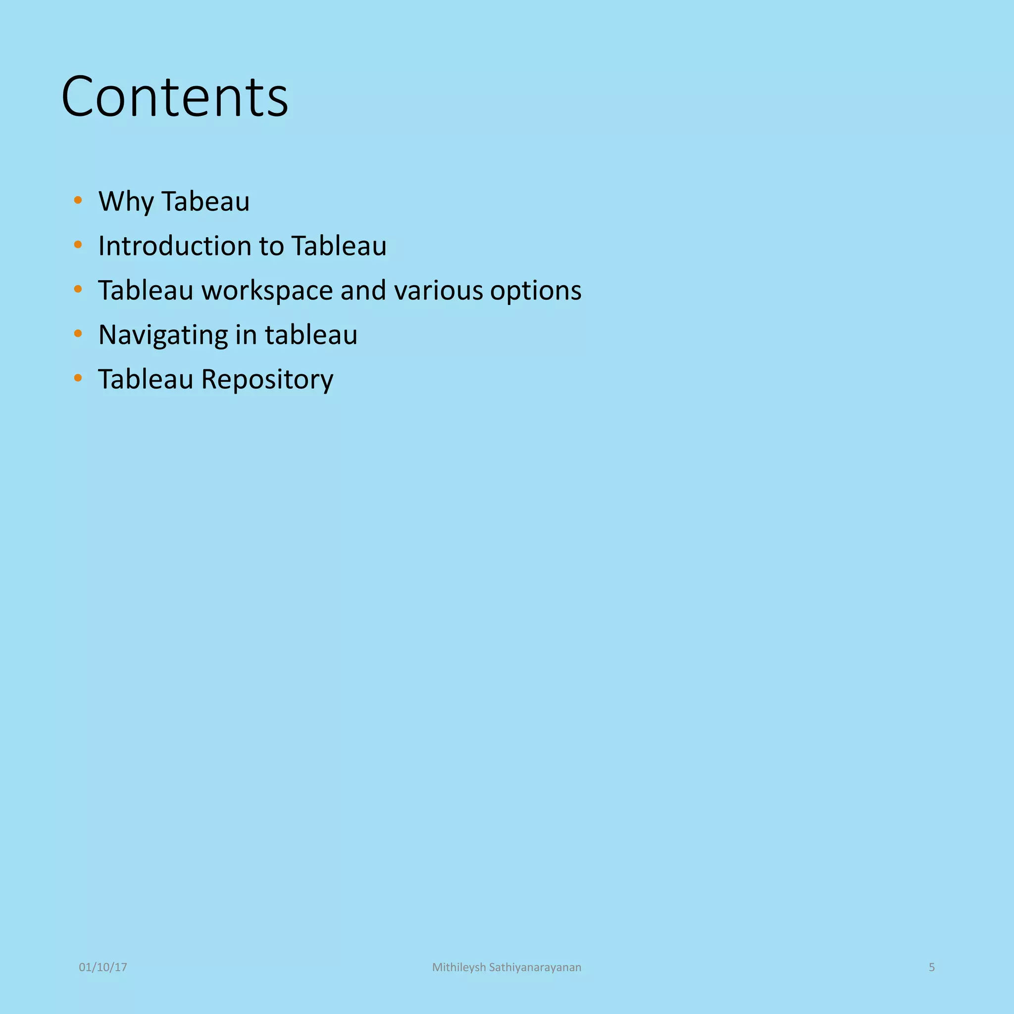 Introduction to Tableau | PPTX | Databases | Computer Software and Applications