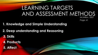 Clarity of Learning Targets (Assessment) | PDF