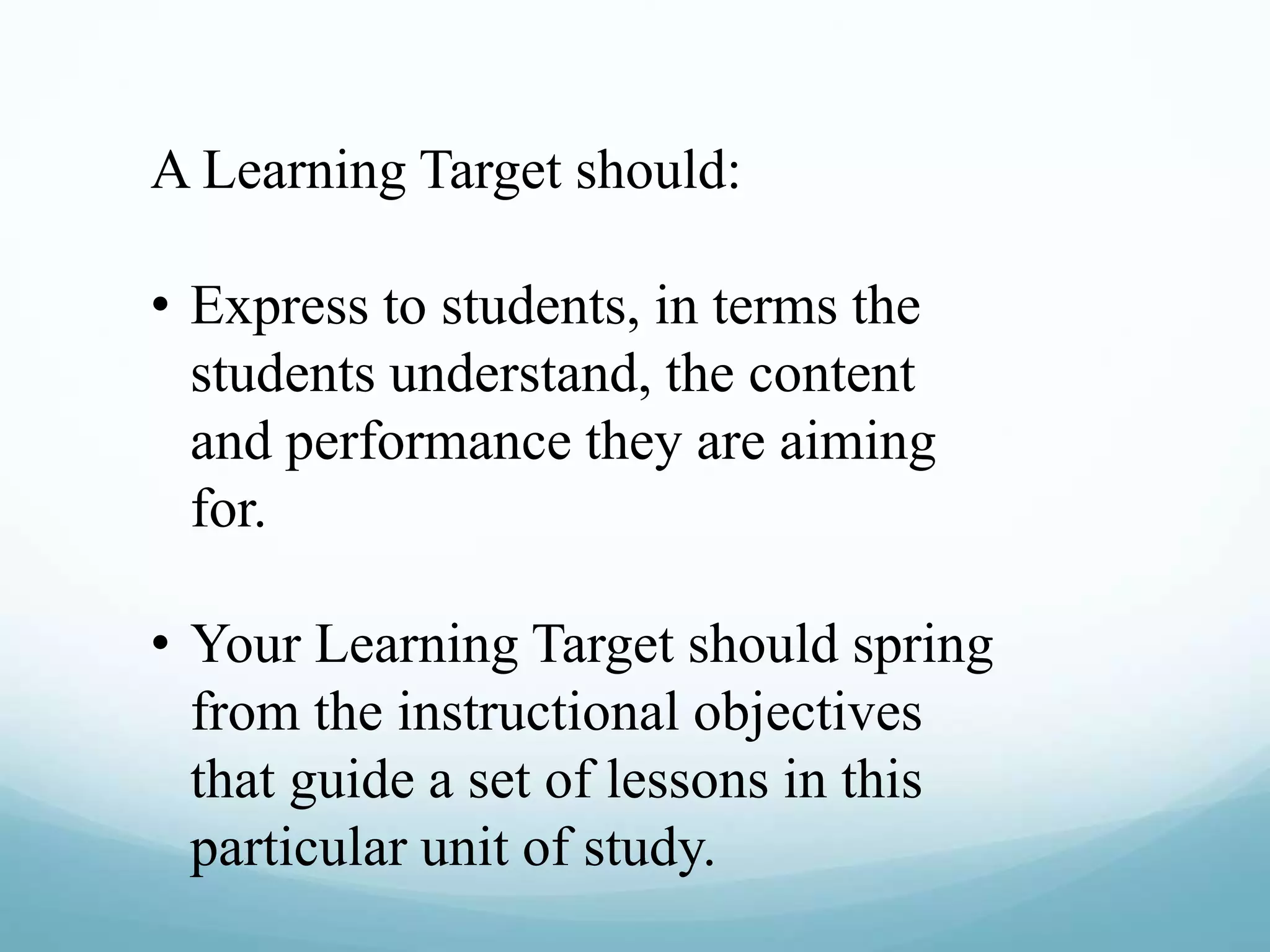 Learning Targets | PPTX