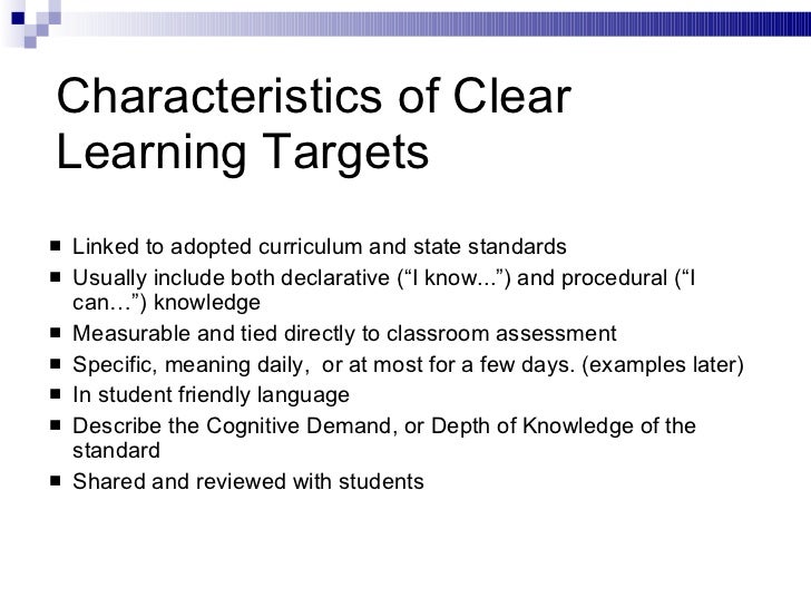 Learning Targets Learning Targets