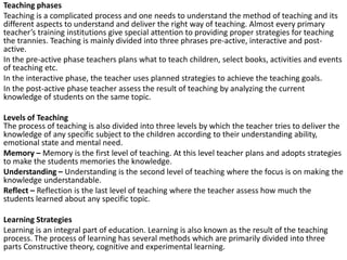 Learning Teaching: Primary Teachers Training Institute | PPTX