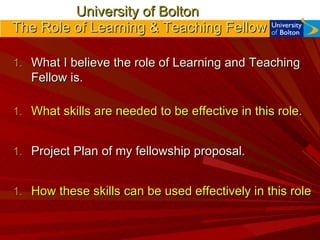 Learning&Teaching Fellow Presentation | PPT