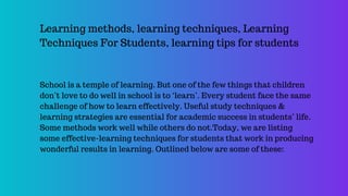 Learning techniques for students | PDF