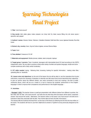 Learning technologies plan of lesson | PDF