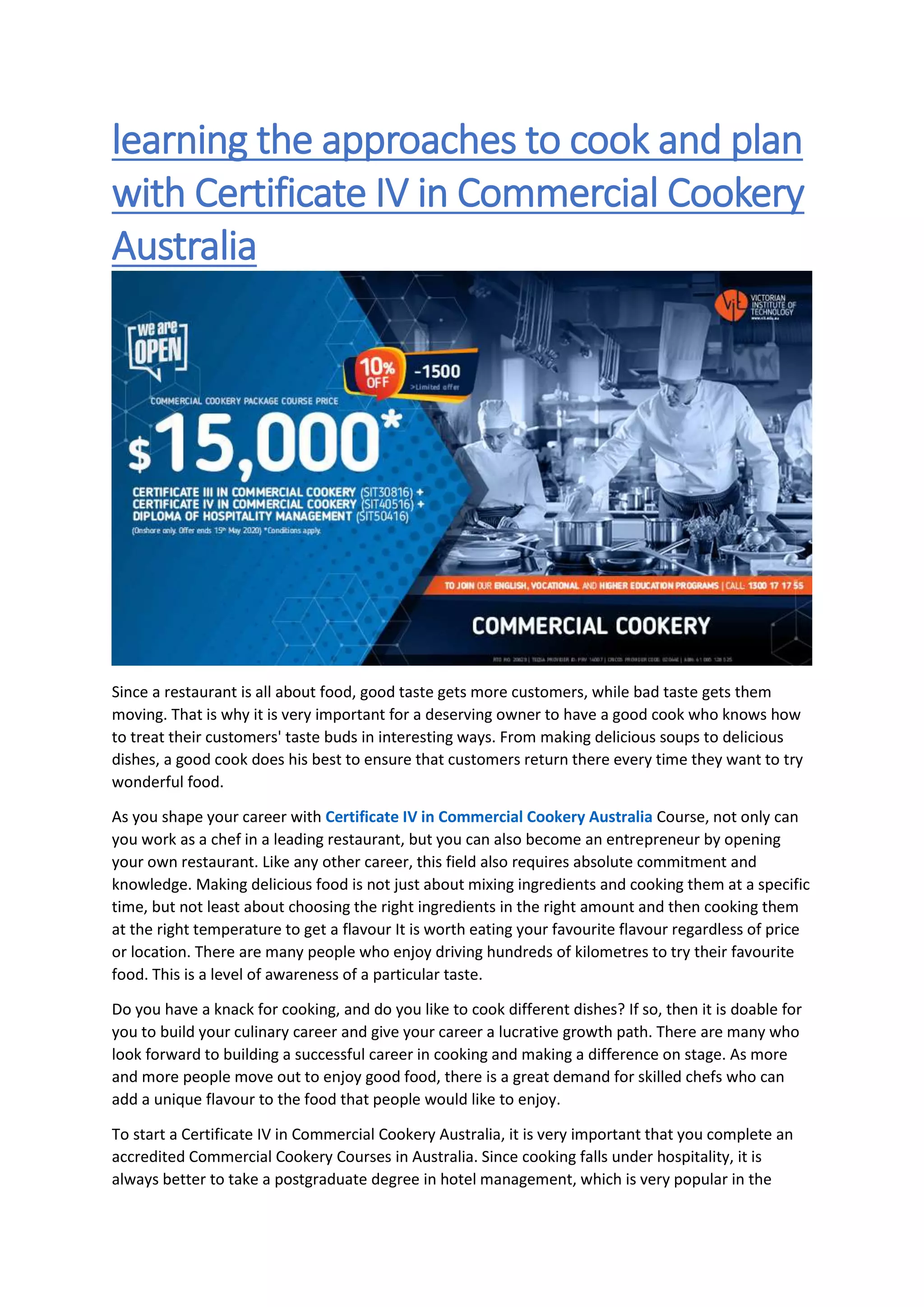 Commercial Cookery | PDF