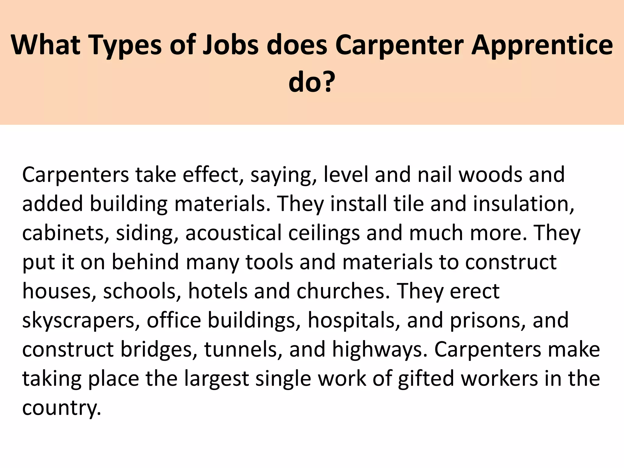 Carpenter Trainee | PPTX
