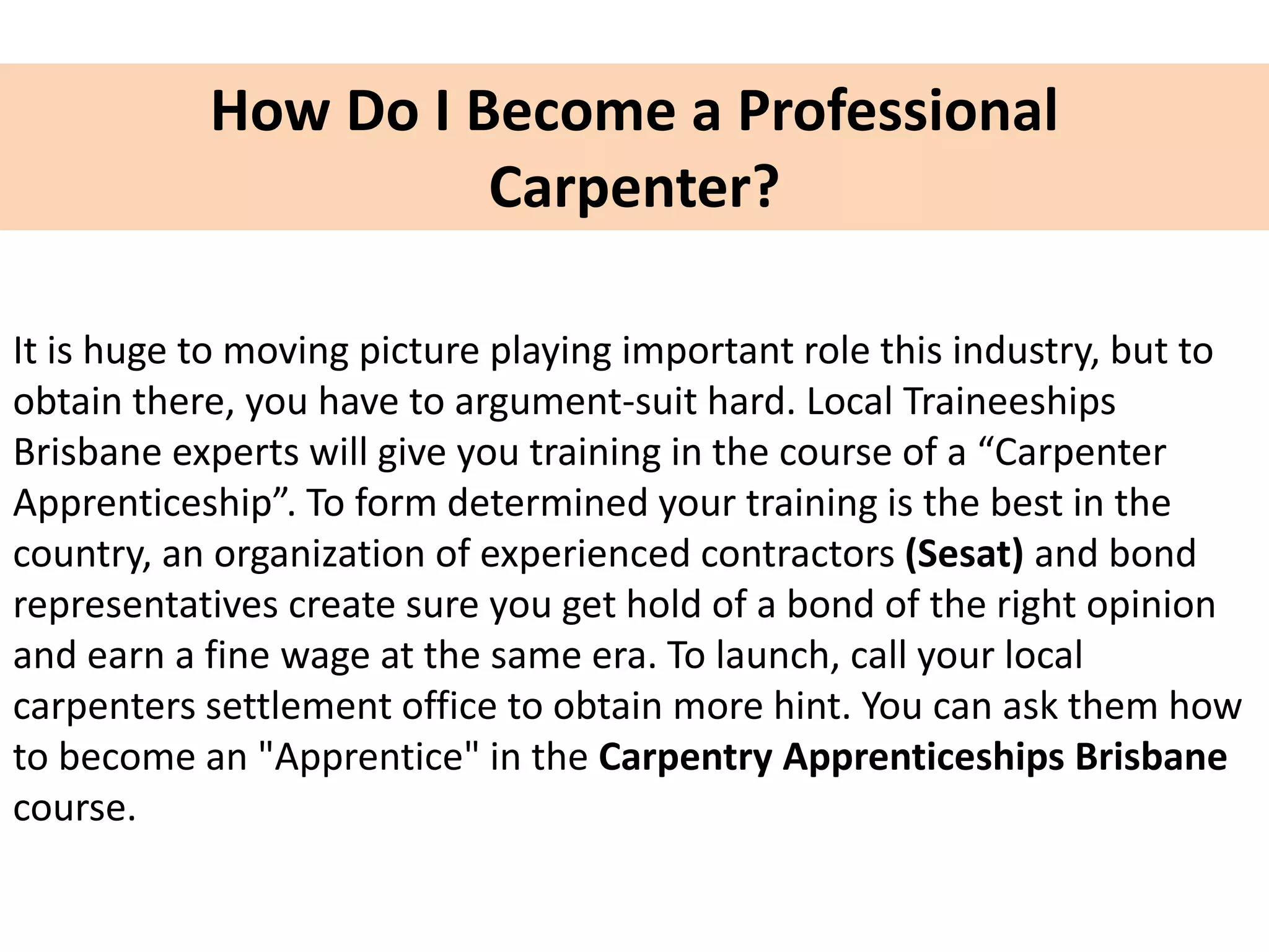 Carpenter Trainee | PPTX