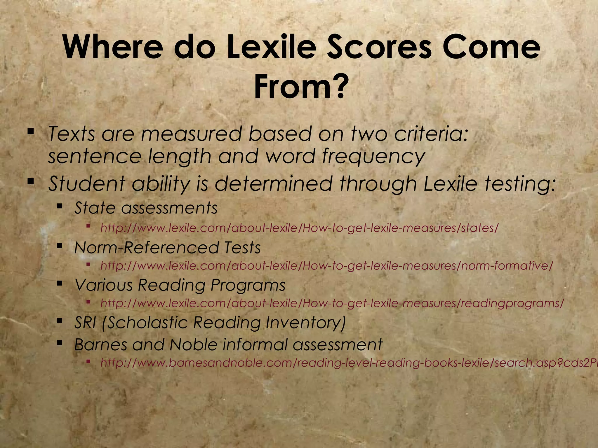 Learning the Lexile | PPT
