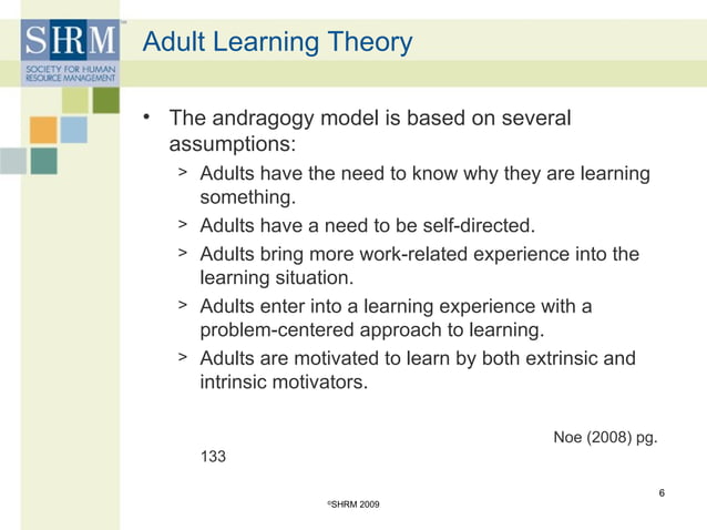 Adult Learning Theories to enable training and development | PPT