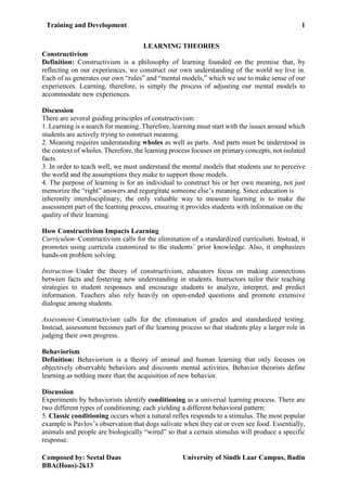 Learning theories--(training & development) | PDF
