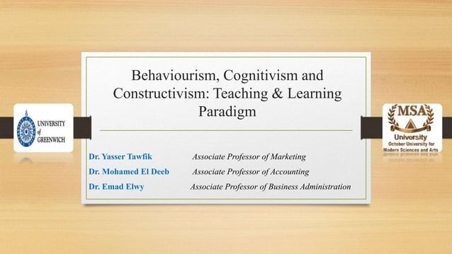 Behaviourism, Cognitivism and Constructivism: Teaching & Learning Paradigm | PPTX