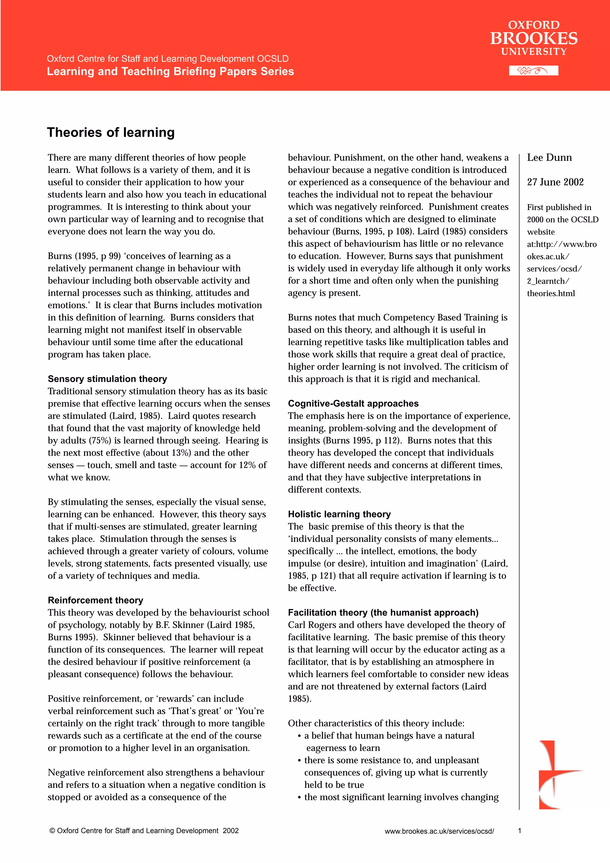 Learning theories | PDF