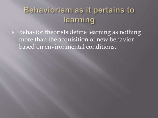 Behaviorism Learning Theory | PPTX
