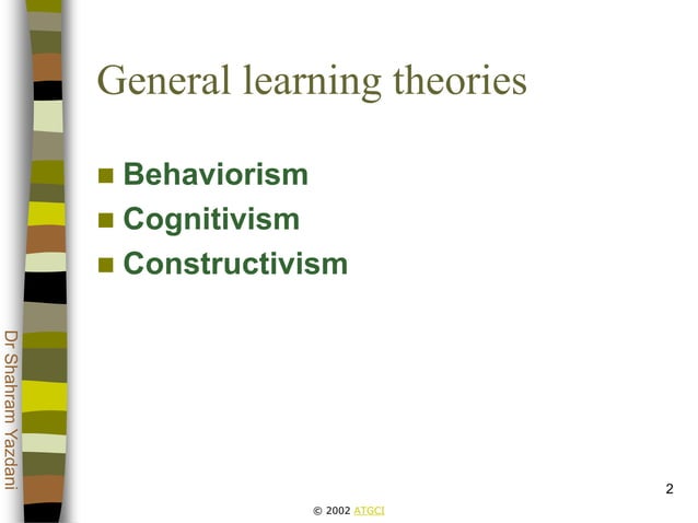 Learning theories Dr Shahram Yazdani | PPT