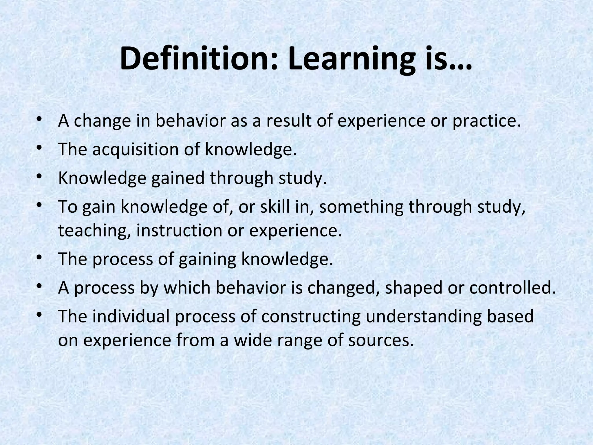 Learning theories, intellectual skills, cognitive skills, psychomotor ...