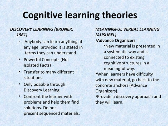 Learning theories, intellectual skills, cognitive skills, psychomotor ...