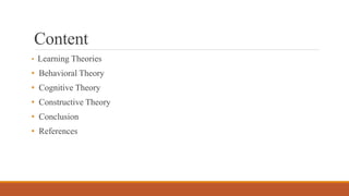 Learning theories powerpoint | PDF