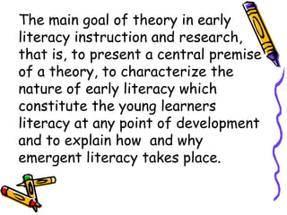 Learning theories supporting early literacy development | PPTX
