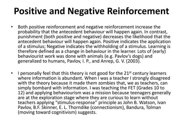 Learning theory: Behaviour | PPTX