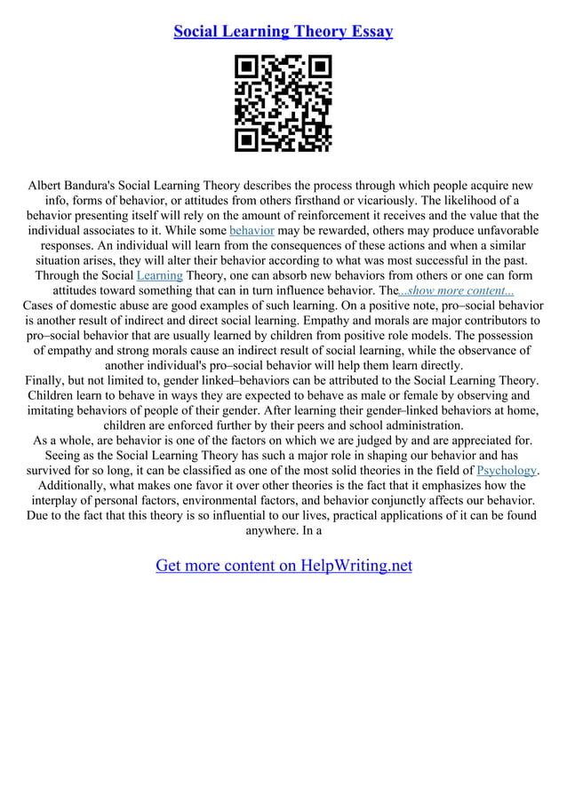 Learning Theory Essay | PDF