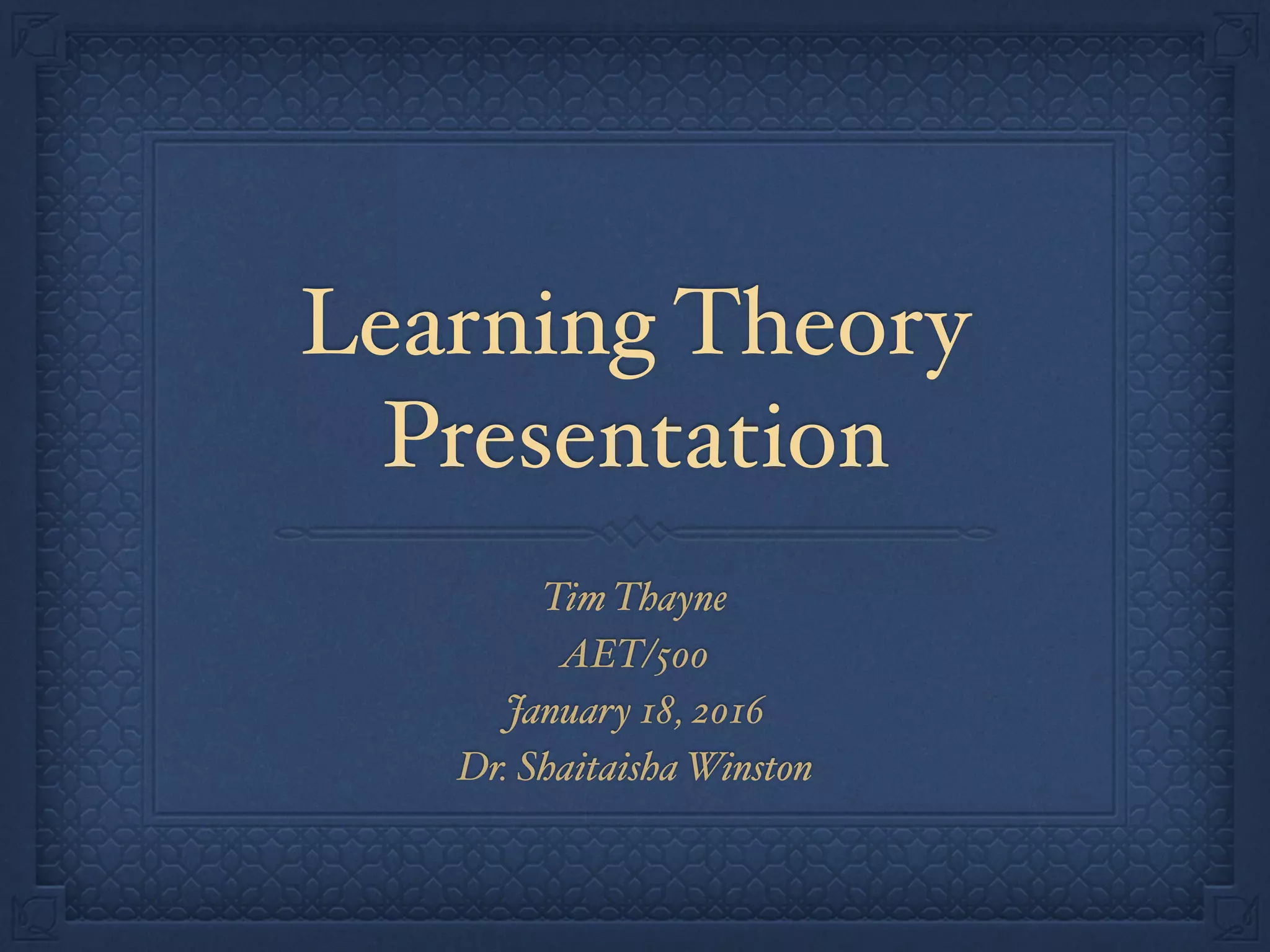 Learning Theory Presentation | PDF