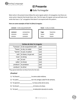 Learning the Present Tense Packet - SharingLanguage.org