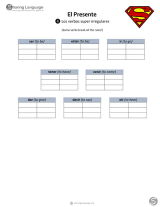 Learning the Present Tense Packet - SharingLanguage.org
