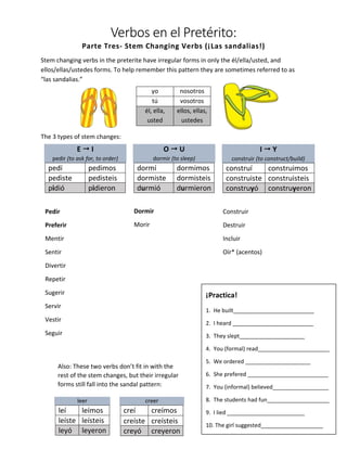 Learning the Preterite Packet - SharingLanguage.org