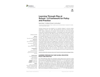 Learning Through Play at School – A Framework for Policy and Practice | PDF