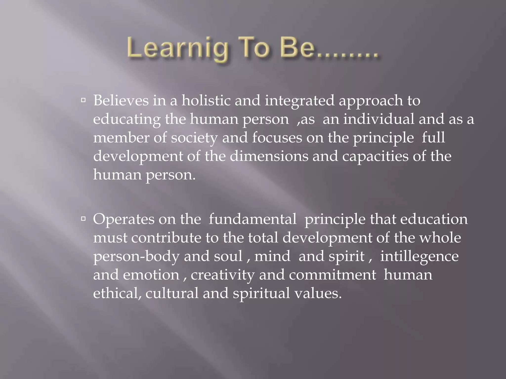 Learning to be | PPT