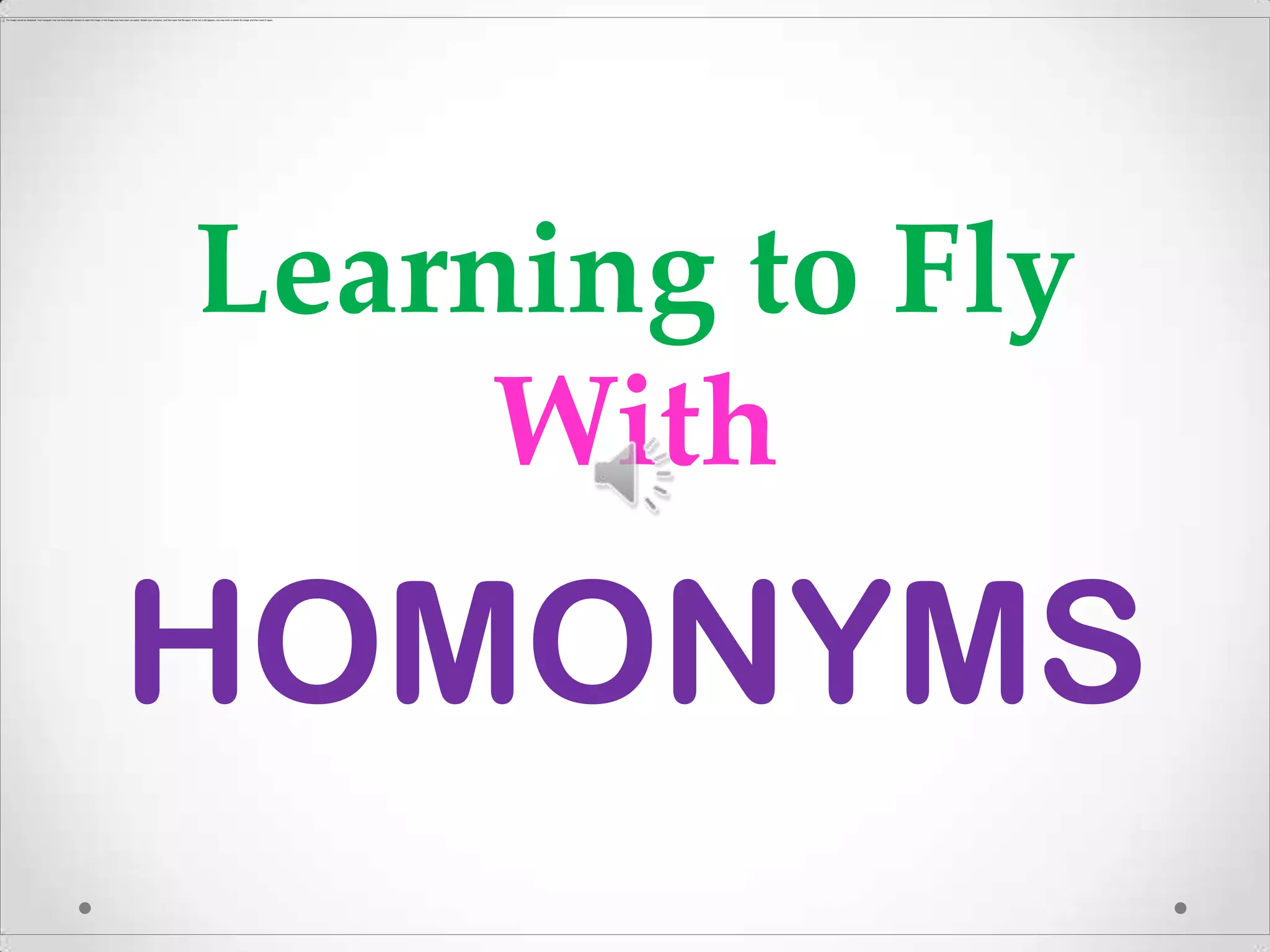 Learning to fly with homonyms | PPT