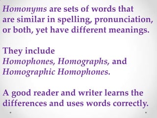 Learning to fly with homonyms | PPT