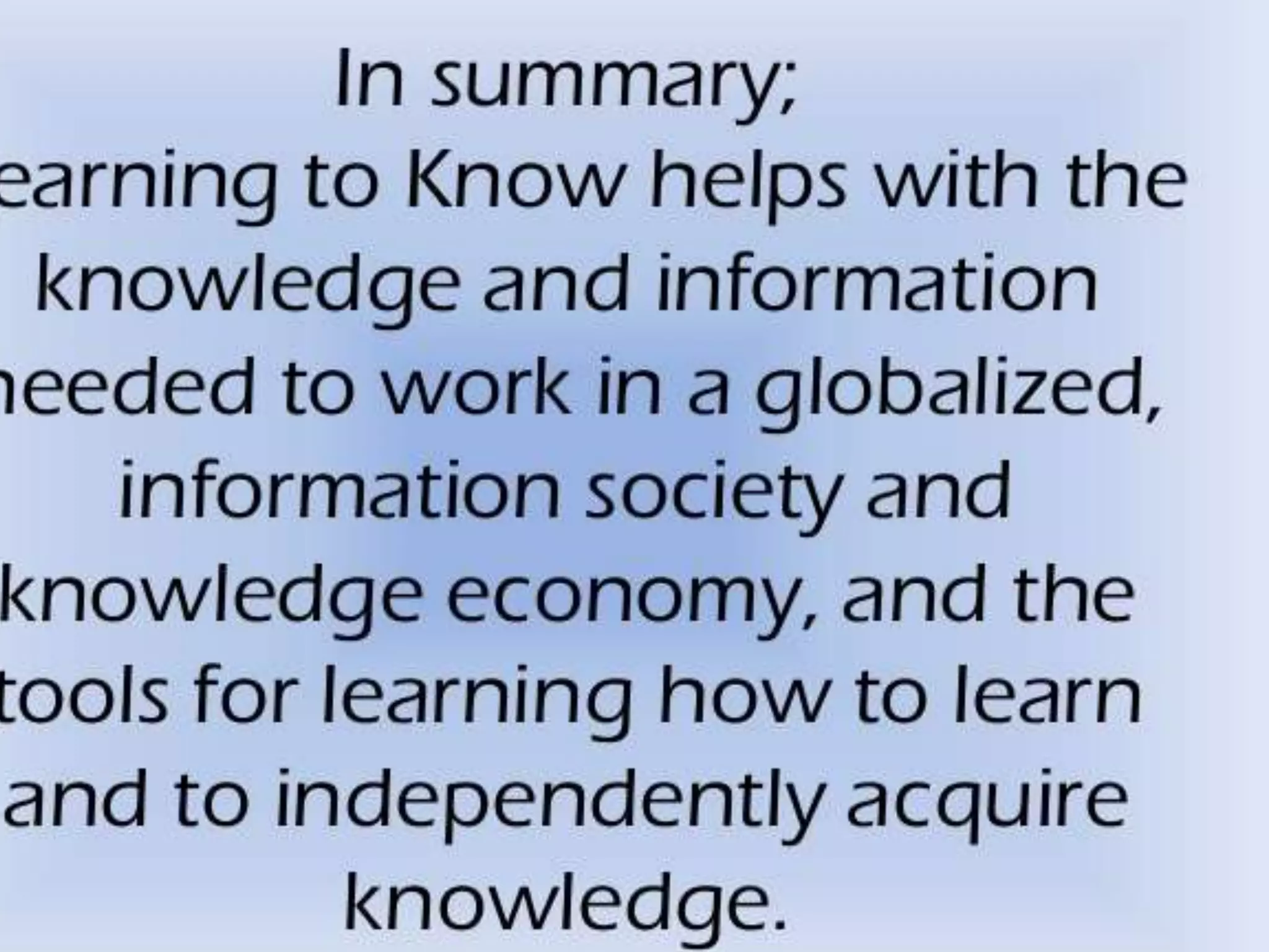 Learning to know | PPTX