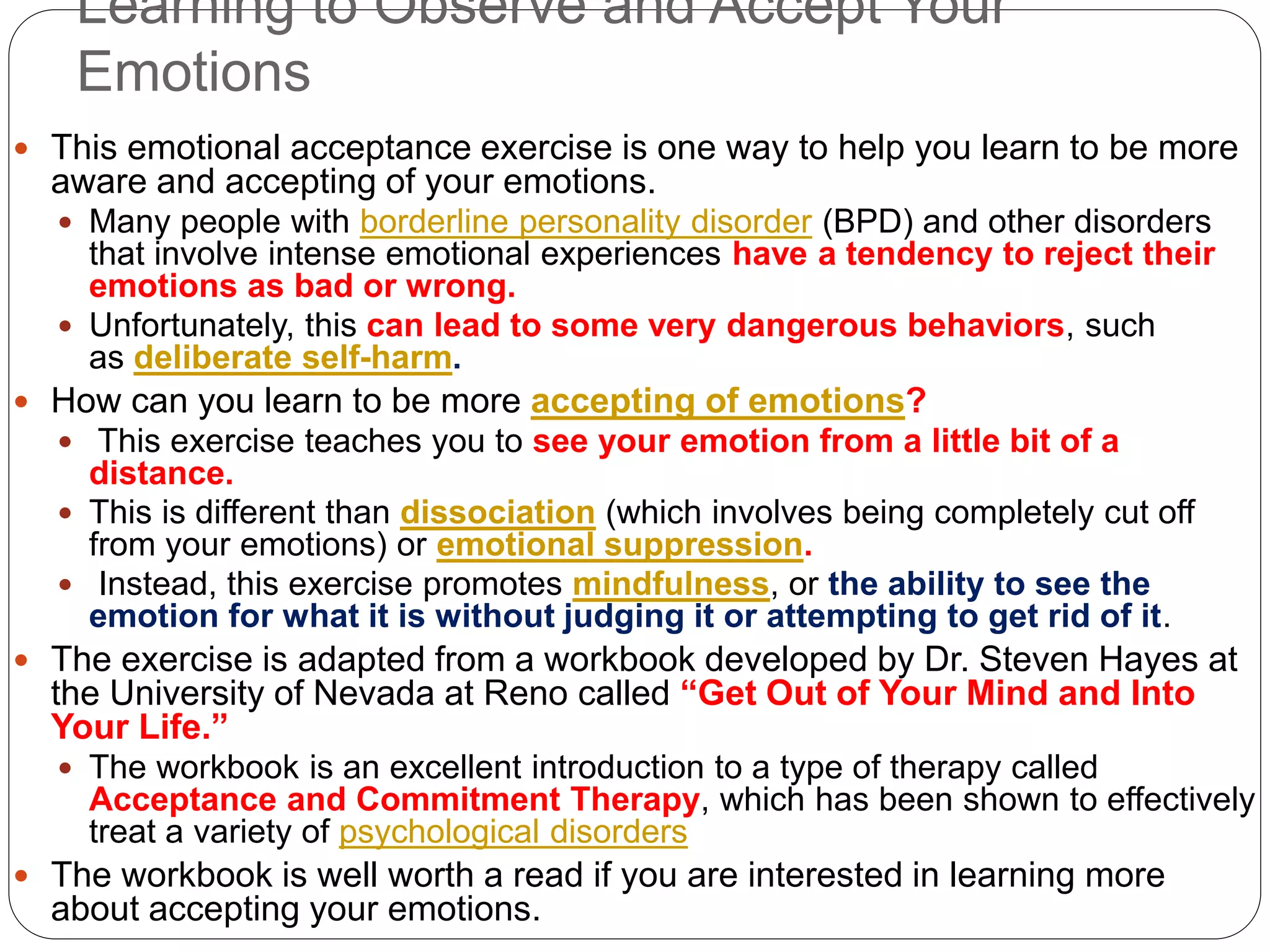 Learning to observe and accept your emotions | PPT