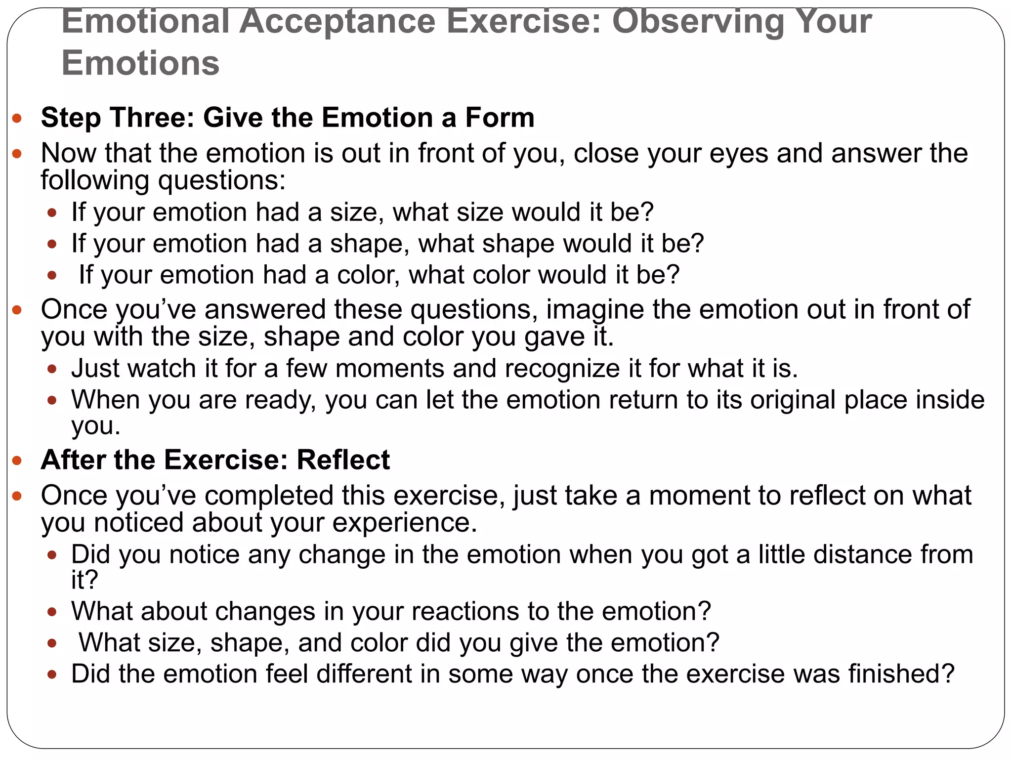Learning to observe and accept your emotions | PPT