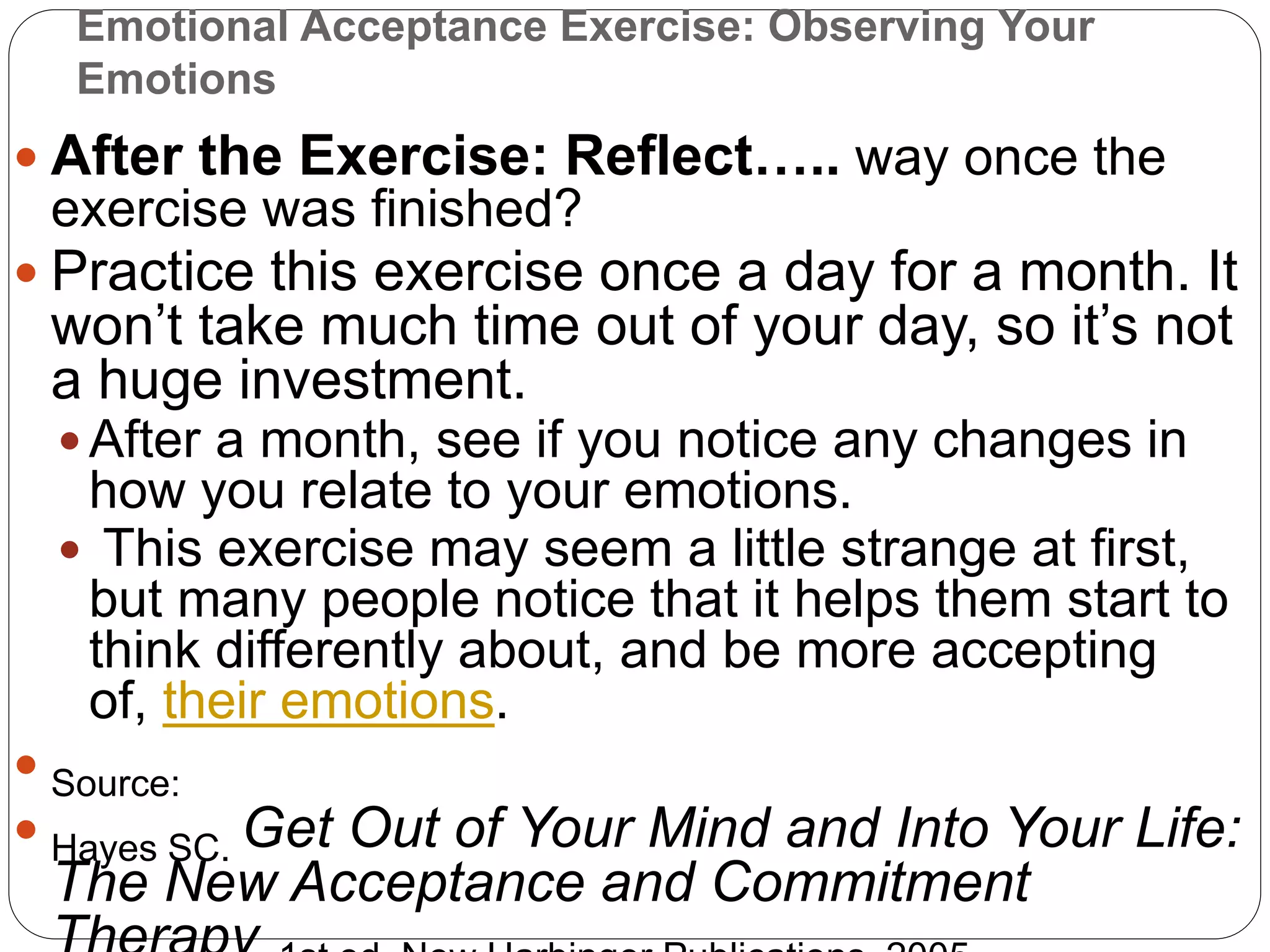 Learning to observe and accept your emotions | PPT